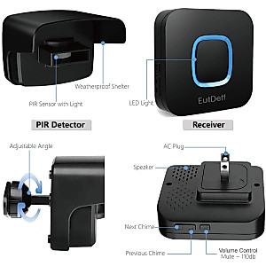 Driveway Alarm, Long Range Wireless Motion Sensor Alarm Outdoor Indoor, Weatherproof Motion Detector Alert for DIY Security Alert System for Outside Yard, Garage, Gate, Pool Safety