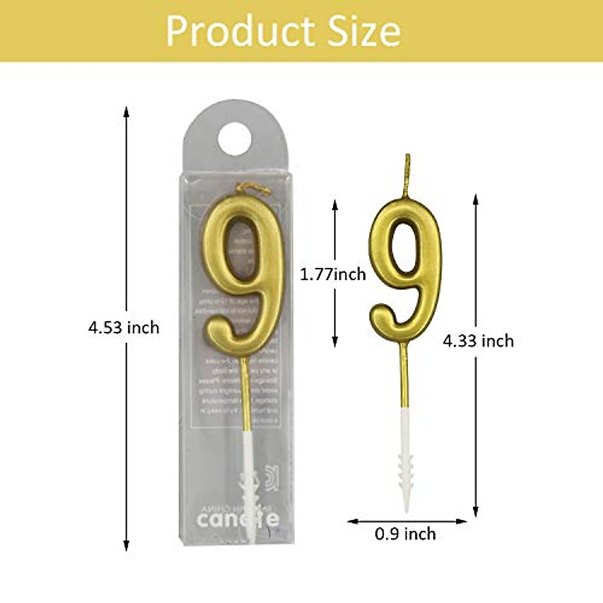 Beanlieve 10-Pieces Numeral Birthday Candles - Cake Numeral Candles Number 0-9 Glitter Cake Topper Decoration for Birthday,Wedding Anniversary,Party Celebration (Gold)