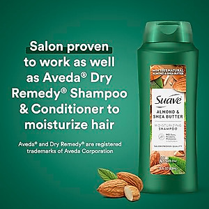 Suave Professionals Moisturizing Shampoo for Dry Hair Almond and Shea Butter Paraben-free and Dye-free 28 oz, Pack of 4