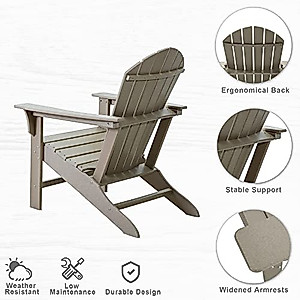 WENHAUS Adirondack Chair (Pack of 4), Fire Pit Chairs, Patio Outdoor Chairs, Plastic Resin Deck Chair, Painted Weather Resistant Lounge Lawn Chair (Brown)