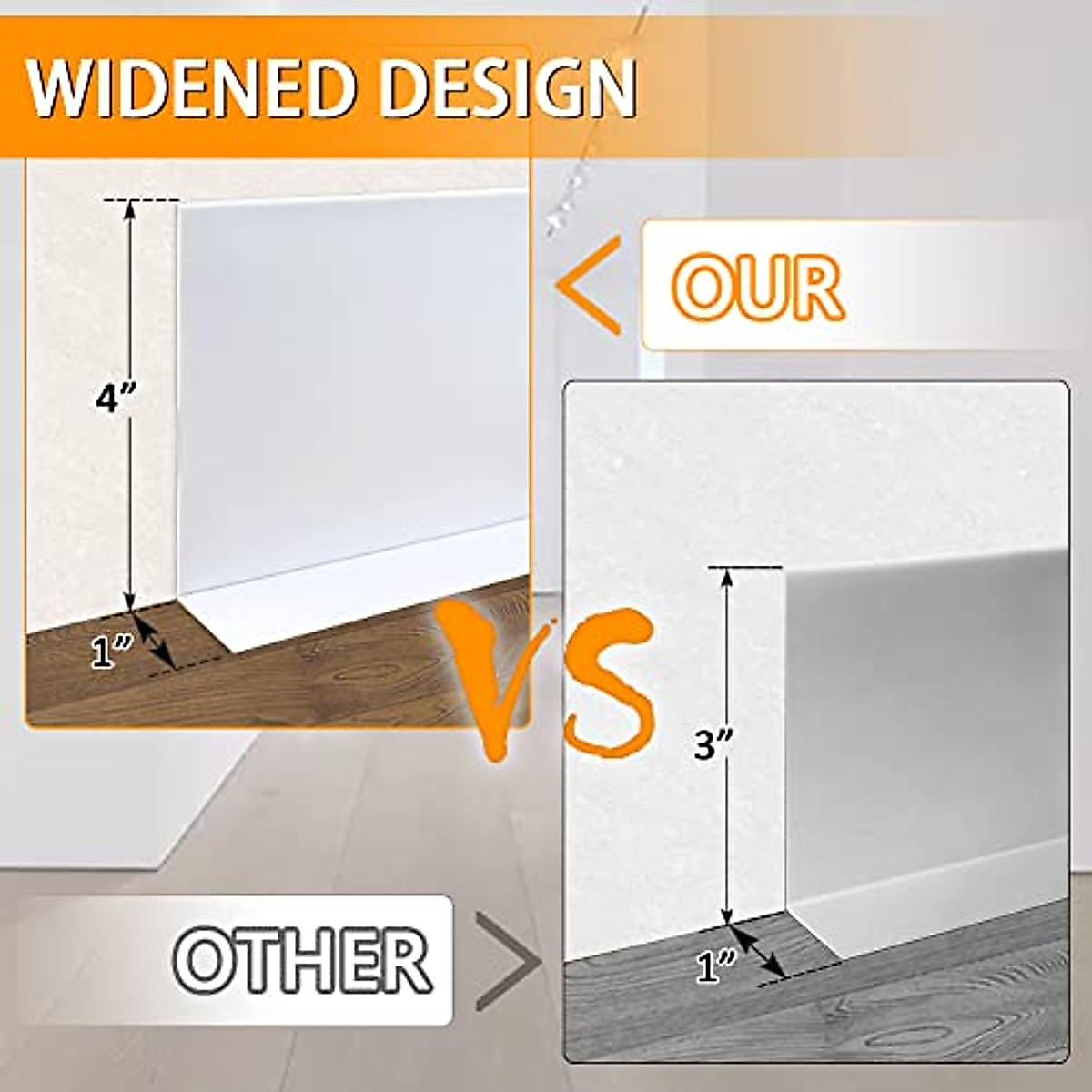 Vinyl Wall Base 4" Vinyl Baseboard Molding Flexible Vinyl Floor Base with 1" Crease Rubber Base Molding for Wall Easy to Install Use to Cover Wall Crevice (5" Wide x 59.1' Long, White)