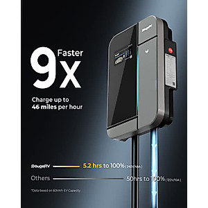 BougeRV 48 Amp Level 2 EV Charger for Home, 240V, NEMA 14-50 Plug, 25 Ft, 48A/40A/32A/24A/16A/10A Adjustable Current, Electric Car Charging Station, Waterproof Indoor/Outdoor Use