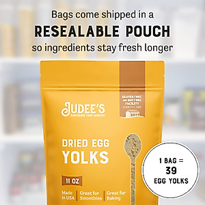 Judee's Gluten Free Dried Egg Yolk Powder - 11 oz, Gluten-Free for Baking, Sauces, Ice Cream & More - High-Protein - Powdered Eggs