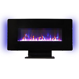 SLifet 36 Inch Curved Front Electric Fireplace,Freestanding Wall Mounted LED Fireplace Heater with Remote Control and Overheat Protection for Living Room Bedroom Office
