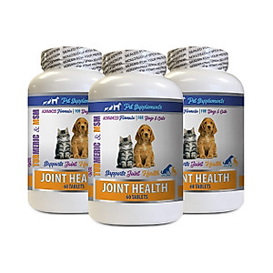 Hip and Joint for Cats - PET Joint Health - Dogs and Cats - Turmeric and MSM - Increase Mobility - Decrease Inflammation - Premium - Hip & Joint Health for Cats - 3 Bottles (180 Tablets)