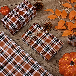 Bolsome 100 Sheets 20 * 14 Inches Brown Buffalo Plaid Gift Wrapping Paper Vintage Fall Tissue Paper for Gift Bags Rustic Art Tissue Paper for Birthday Thanksgiving Day Autumn Holidays Party DIY Craft