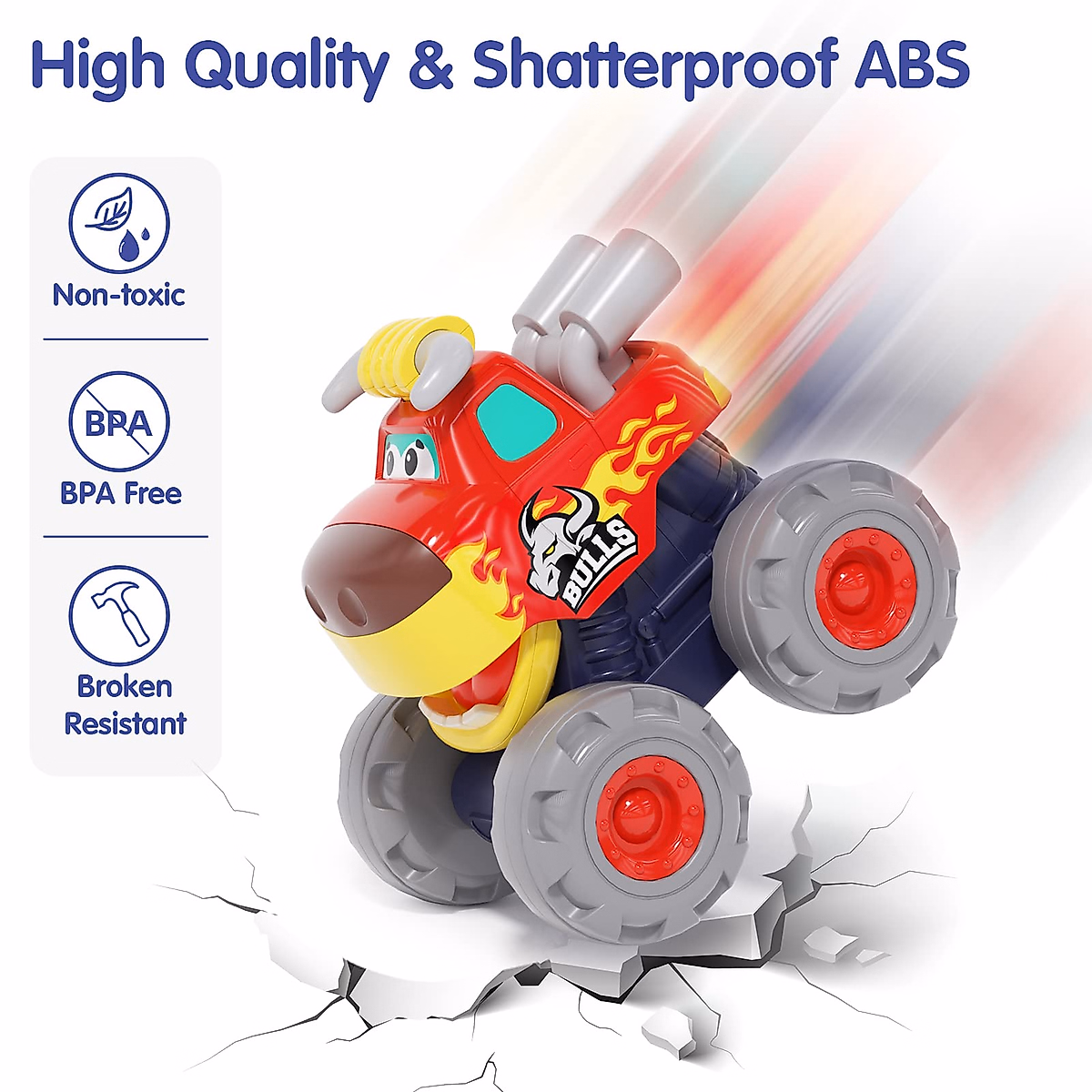 BABYFUNY 3 Pack Cars Toys for 1 Year Old Boy - Baby Monster Trucks Toy Cars for 2 Year Old Boys Dinosaur Toddler Trucks Toys, Pull Back Cars 1 2 3 Year Old Boy Gifts