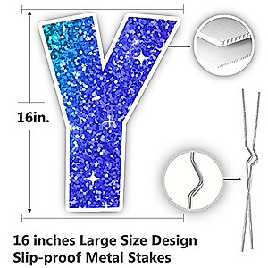 Coonoe Happy Birthday Yard Sign with Metal Stakes - 16” Outdoor Lawn Decorations, Weather-Resistant Letters, birthday party supplies gift for Kids & Adults (Glitter)