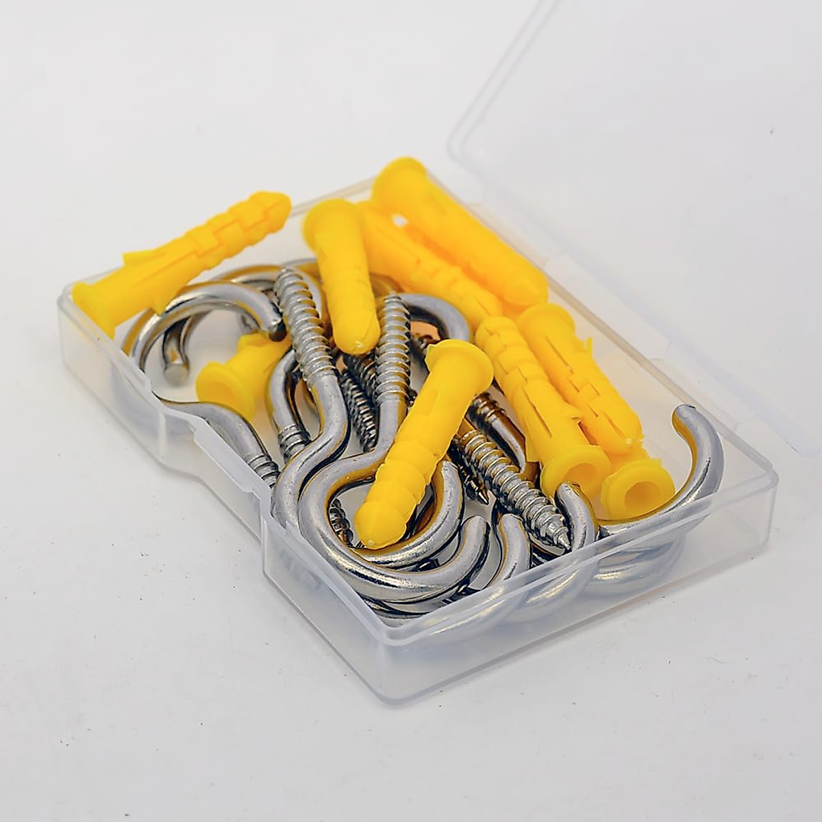 Megoto 8pcs 0.157-1.97 Inch 304 Stainless Steel Screw-in Hooks Eye Bolt Ceiling Hook Tapping Screw Hanger (Open Loop M4x50)