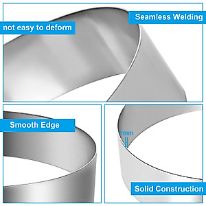 RHBLME 4PCS Cake Ring 8 Inch, Round Cake Rings for Baking, 304 Seamless Stainless Steel Mirror coating Mousse Mould, No Welding Seam Cheese Cake Mousse Ring (2-Inch Height)