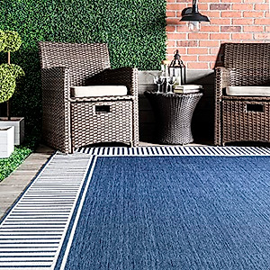 nuLOOM Asha Simple Border Indoor/Outdoor Area Rug, 5' x 8', Navy