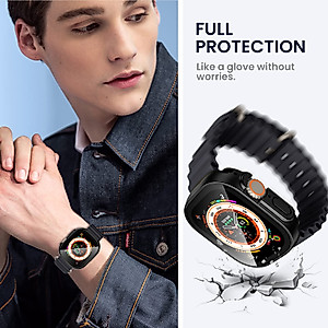 Tensea (2 in 1) for Waterproof Apple Watch Ultra 2/Ultra Screen Protector Case 49mm Accessories, iWatch Protective PC Face Cover Built-in Tempered Glass Film, Front and Back Bumper (49 mm)