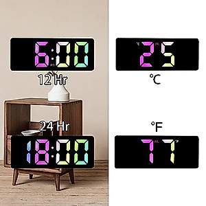 BuPnyou 6.5-inch Digital Clock, Small Alarm Clock for Bedrooms, Lightweight Digital Calendar, Temperature ℃/℉, Desktop Alarm Clock 12H/24H, Snooze Function, Adjustable Brightness, Corded Powered