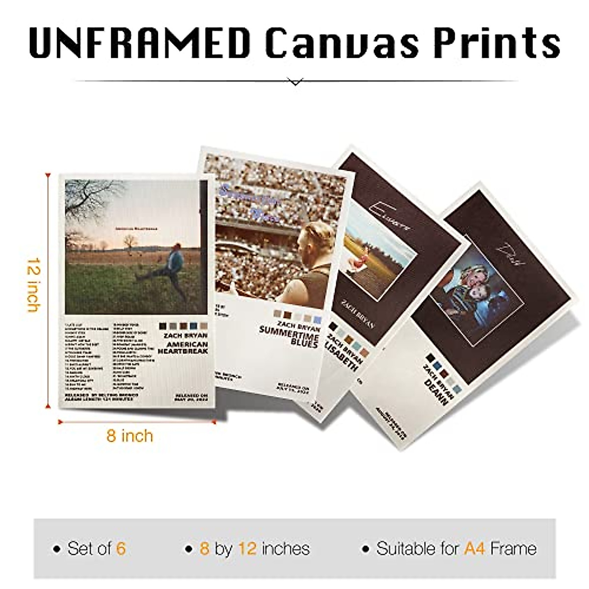 ManRule Zack Bryan Posters Set of 6 Album Cover Posters 8 by 12 inch Music Posters for Room Aesthetic Canvas Wall Art for Teens Room Decor UNFRAMED (Zack Bryan)