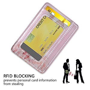 Linomo Thin leather Card Holder and Money Clip Cute Chihuahua Dog Pink Rose Wallet RFID Blocking for Men & Women