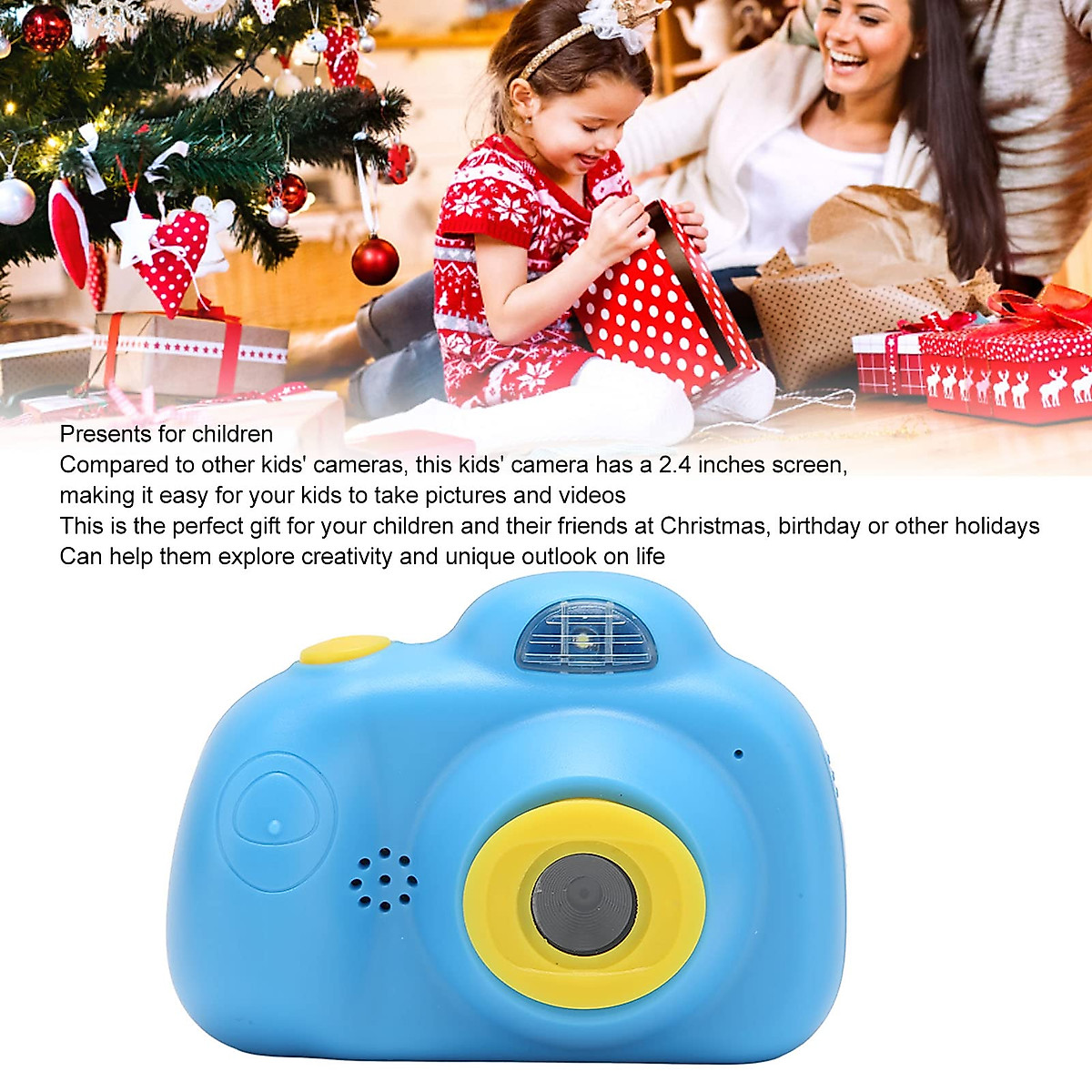 Upgrade Kids Camera, 1080P 2.4 Inch Cartoon Camera for Boys Girls, Mini Portable Camera with 32GB SD Card, Gifts for Christmas Birthday(Blue)