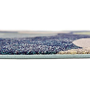 Unique Loom Chromatic Collection Modern Bokeh & Vibrant Abstract Area Rug for Any Home Décor, 8' 0" x 8' 0", Navy Blue/Beige