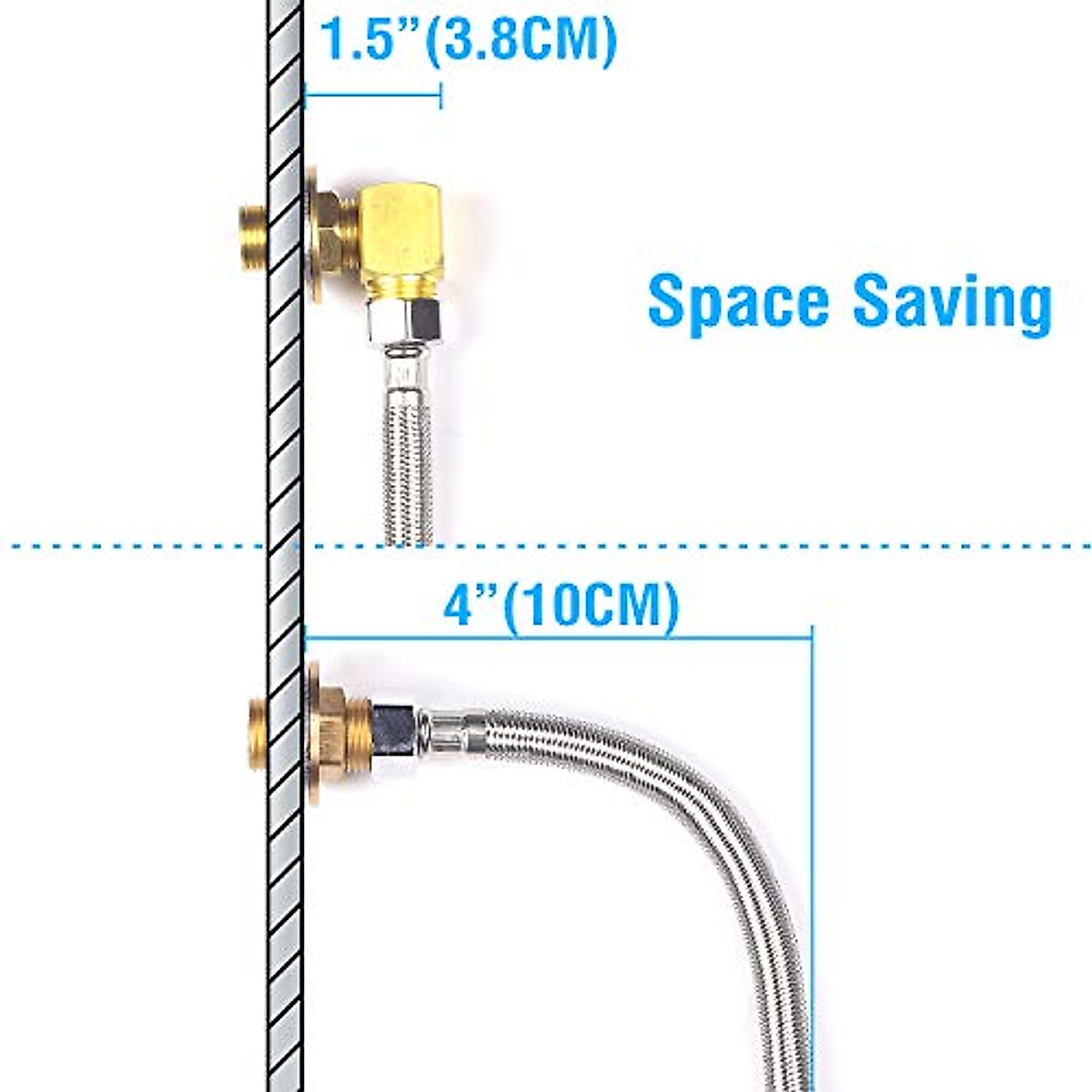 JZBRAIN Installation Kit for Wall Mount Faucet Backsplash Mounted 90 Degree Elbow Adapter Set for Faucets Mounting Stainless Steel Commercial Kitchen Prep & Utility Sink