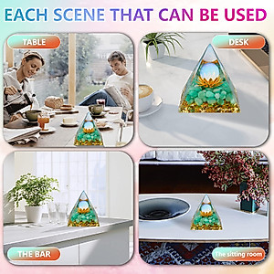 Orgone Pyramid Crystal Healing Stone Energy Generator Healing Crystals Chakra Crystal Healing Meditation Crystal Sphere Orgonite Pyramid Crystal Women Gift (Green Aventurine&white Jade)