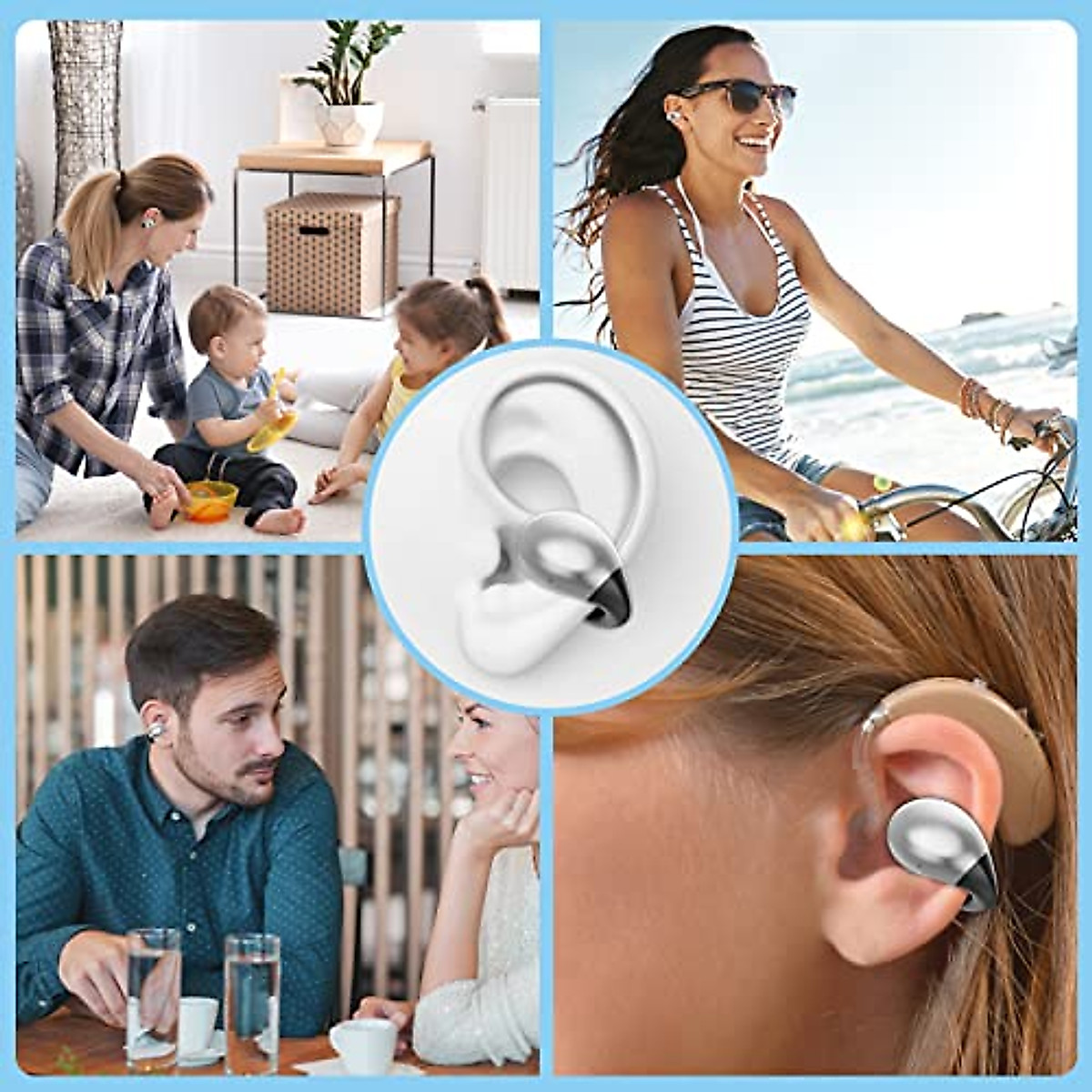 Mnvesz Wireless Open Ear Headphones, Wireless Bone Conduction Headphones Open Ear Clip Headphones Bluetooth, Clip On Wireless Earbuds Headphones Cycling Running Workout Ear Buds (Black)