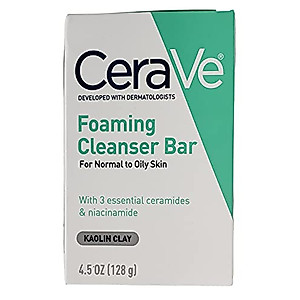 CeraVe Foaming Cleanser Bar for Normal to Oily Skin - Bundle of 6 Cleanser Bars - Fragrance Free - 4.5 oz Cleansing Bars