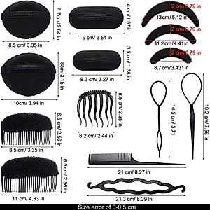 16 Pieces Hair Bump Sponge, Padding Volume Insert Tools, Simple Braid Tools, Bases up Combs, Hair Styling Accessories for Girls & Women