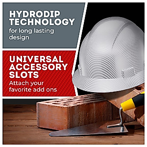 Acerpal Full Brim Non-Vented Ice Cube Platinum Carbon Fiber Design Matte Finish OSHA Hard Hat with 6-Point Suspension