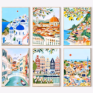 cupmod 6 Packs Paint by Number for Adults,Scenery-Cityscape DIY Acrylic Oil Painting Paint by Numbers Kits on Canvas,Adults Paint by Numbers Kits Drawing Paintwork for Home Decor