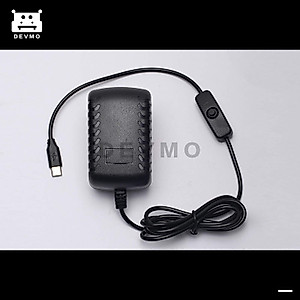 DEVMO Raspberry Pi 4b Power Supply, AC Adapter 5V 3A USB-C Type-C with Switch Button Charger Compatible with Rasberry Pi 4 Generation