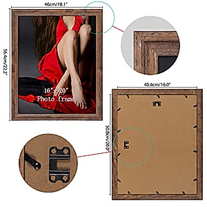Calenzana 16x20 Poster Picture Frames Rustic Distressed Photo Frame 16 x 20 Set, Wall Hanging, 2 Pack, Brown