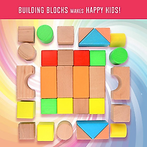 Large Wooden Building Blocks Set - Educational Preschool Learning Toys with Carrying Bag, Toddler Blocks Toys for 3+ Year Old Boy and Girl Gifts