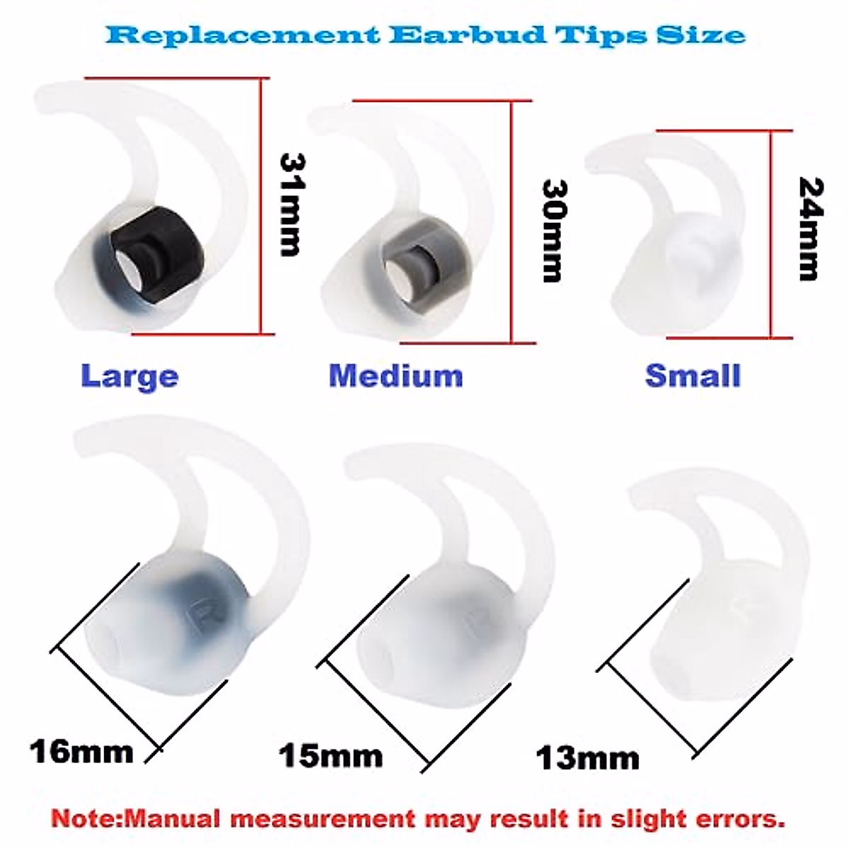 CYADCI Earbud Tips Medium 3 Pairs Soft and Comfortable Silicone Earbud Tips Noise Isolation Tips White Earbud Replacement Tips Compatible with Bose SoundSport Freestyle /IE2 /IE3 Earphones