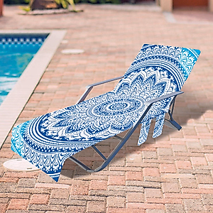 Jienono Beach Chair Cover, Microfiber, Quick-Drying, Side Pockets, Elastic Straps, Multiple Colors Available