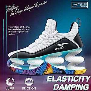 ASHION Boys Basketball Shoes Kids Non-Slip Sneakers Girls Outdoor Trainers (Little Kid/Big Kid), White 7 Big Kid