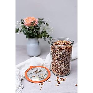 WECK 743 Mold Jar - Sourdough Starter with Wide Mouth - Suitable for Canning and Storage - 2 Sourdough Jars with Glass Lids, Gaskets and Clips