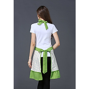 Cute Lovely Unique Design Women Girls Ladies Retro Apron with Chic Pocket for Cooking Kitchen, Green