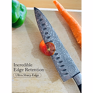 Chef knife 8 inches Japanese Steel Knife High Carbon Stainless Steel 67 Layers Super Sharp Professional Kitchen Knife Forged With Full Tang Blade and Ergonomic Carved Handle