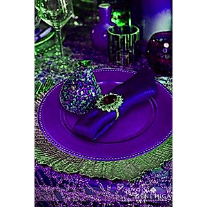 TABLECLOTHSFACTORY 24 pcs 13" Purple Beaded Round Charger Plates