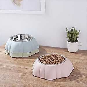 AHEGAS Dog Food Bowl Pet Supplies Dog Cat Food Bowl Stainless Steel Non-Slip Cat Water Drinking and Feeding Tools Supplies ( Color : Blue )