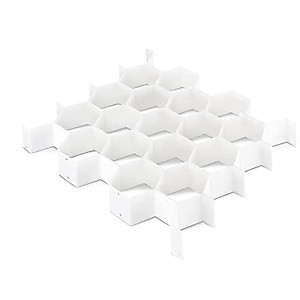 RoomForLife - HoneyComb Drawer Organizer - Snap Together Customizable Set of 8 - Organization for Garments & Small Items in any sized drawer