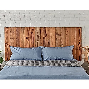 Brown Headboard Farmhouse King Size Bed Headboard Hanging Reclaimed Barnwood Head The Bed Wall Mount Panels Only Vintage Style Rustic Boho Chic Light Plank Wood Board Bedroom Furniture (King Size)