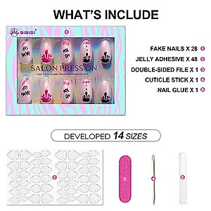 Halloween Press on Nails Short Almond Pink False Nails, Gel Acrylic Fake Nails with Glue, Salon Effect Natural Fit Reusable Glue on Nails Set 14Size 28Pcs, Halloween Design