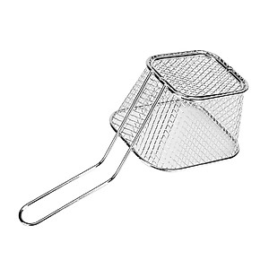 MOUMOUTEN Mini Square Fry Basket, Stainless Steel French Fries Holder Deep Fryer Baskets Serving Food Strainer, Serving Chips Fryer Cooking Tool for Chip Shrimp