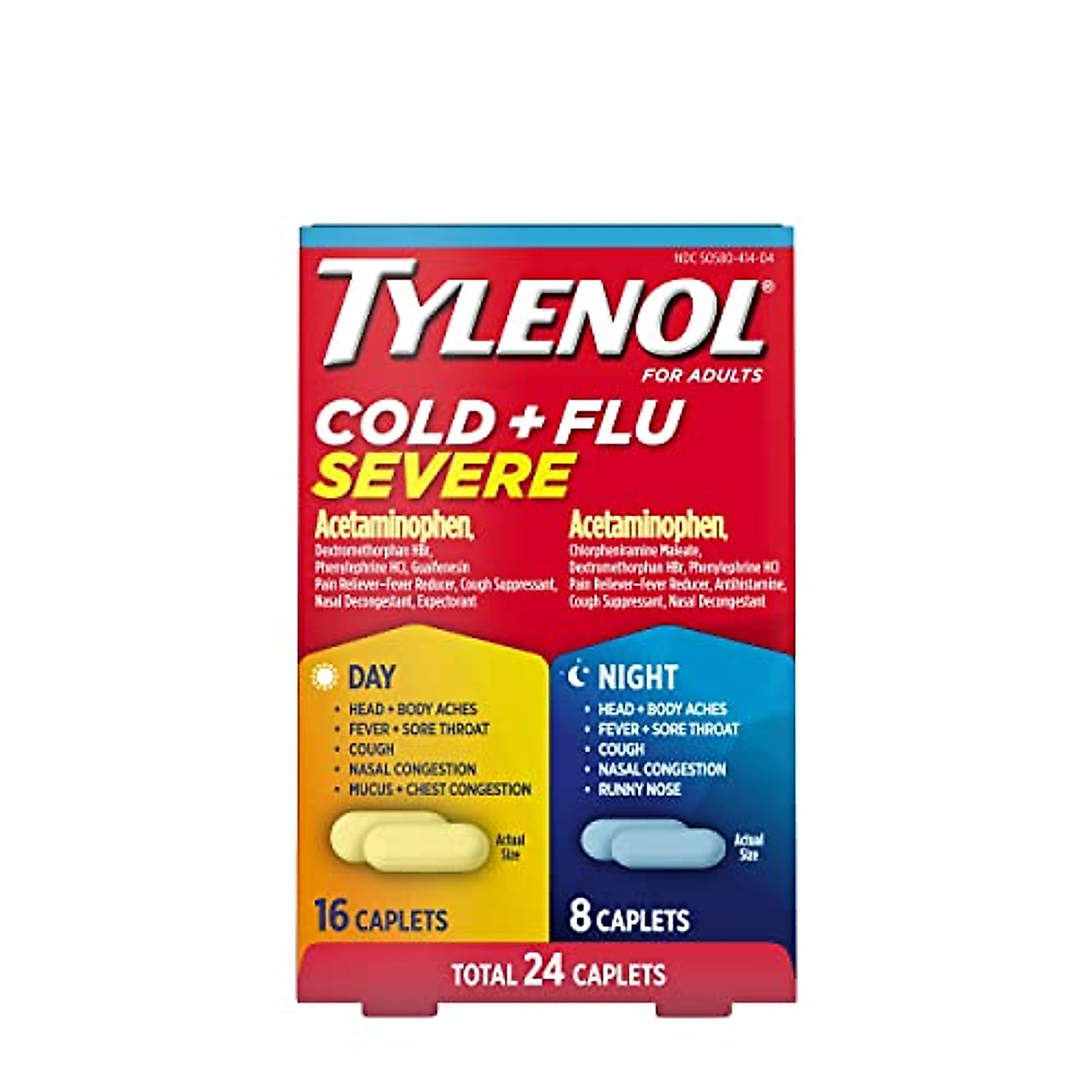 Tylenol Day and Night Cold and Flu Capsule, 24 Count per Pack - 48 per case.