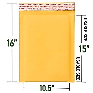 SALES4LESS #5 Kraft Bubble Mailers 10.5x16 Inches Shipping Padded Envelopes Self Seal Waterproof Cushioned Mailer 10 Pack, Gold (KBMVR_10.5X16-10)