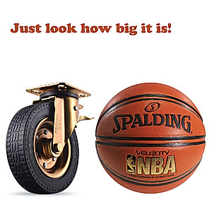 Caster Wheels Solid Rubber Heavy Duty Casters set of 4 With Brake 3200Lbs 8 Inch Industrial 360-Degree Swivel Top Plate Castors Wheels for Furniture and Workbench Cart(Two Hardware Kits Include)