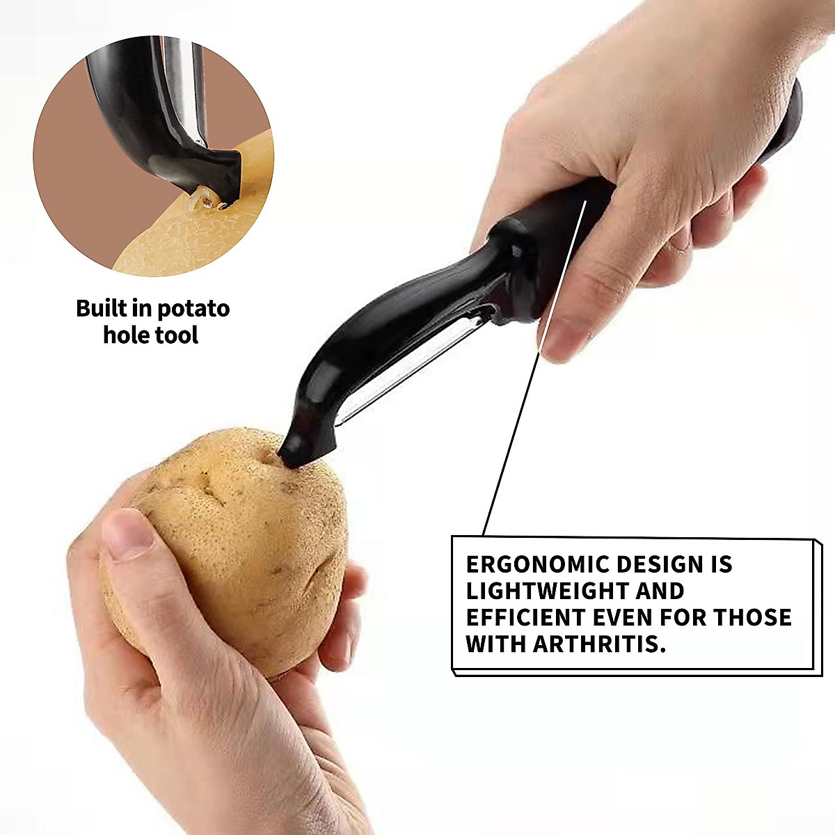 CDNGELO Professional Fruit and Vegetable Peeler Set of 2 for Potatoes, Apples, Kitchen Rotary Serrated Potato Peelers