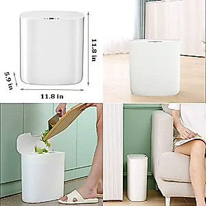 Bathroom Trash Cans with Lids, Sapouni Automatic Motion Sensor Trash Can 2.6 Gallon Smart Touchless Garbage Can Slim Plastic Narrow Rubbish Can for Bathroom, Bedroom, Kitchen (White, Battery operated)