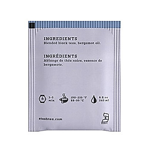 Stash Tea Earl Grey Black Tea, 20 Count Tea Bags Individually Wrapped in Foil, Black Tea with Citrus-y Bergamot, Premium Black Tea, Full Caffeine, Drink Hot or Iced