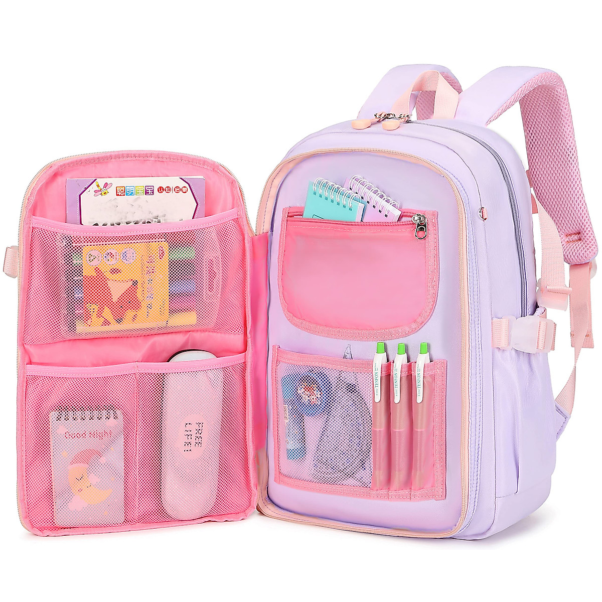 Gazigo Girls Backpack Elementary School, Bunny Backpack for girls Cute Kids Laptop Bag Kindergarten Preschool Bookbag Mochila Para 5.6.7.8.9.10 Niñas(Only Backpack Purple)